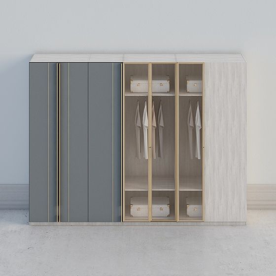 Elegant Low-Poly Wardrobe 3D model