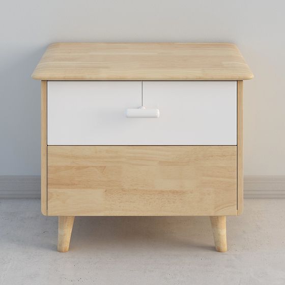 Gray Wood Color Bedside Table 3D Model