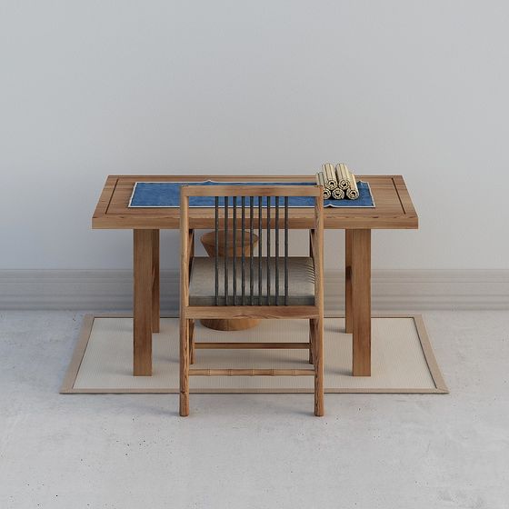 Zen Table and Chair Set 3D model for Tranquil Spaces