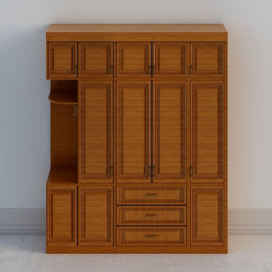 Elegant Low-Poly Wardrobe 3D model