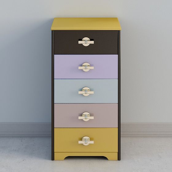 Colorful Low-Poly Storage Cabinet 3D model