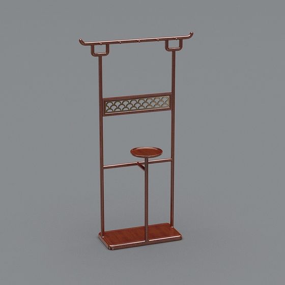 Elegant Chinese Hat Rack 3D model
