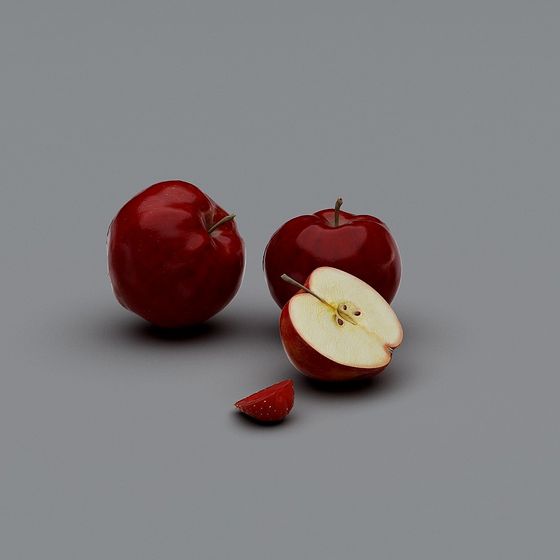 Realistic Low-Poly Apple 3D Model