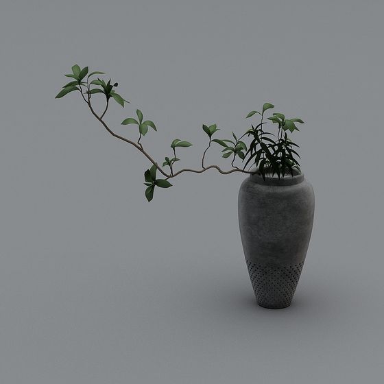 Urban Greenery 3D Model – Low-Poly Plant Pot