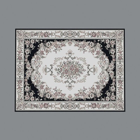 Elegant Victorian Era Carpet 3D Model – Detailed Floral Design