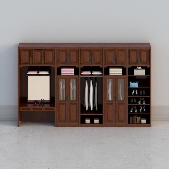 Luxurious Walk-In Closet 3D Model – Vintage & Modern Style
