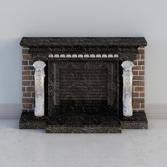 Vintage Fireplace Mantel 3D model