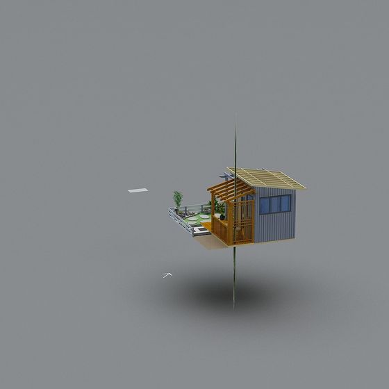 Modern Low-Polygon Wood Cabin 3D model