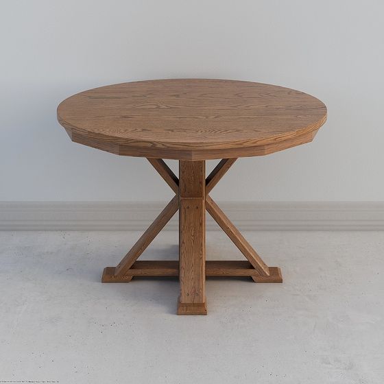 Cross Legged Round Table 3D model
