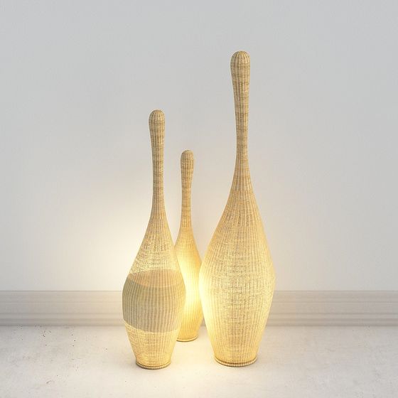 Woven Light Fixture 3D Model – Beige Natural Design