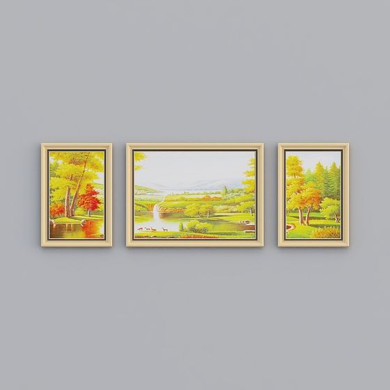 Rustic Triptych 3D Model for Interior Decor
