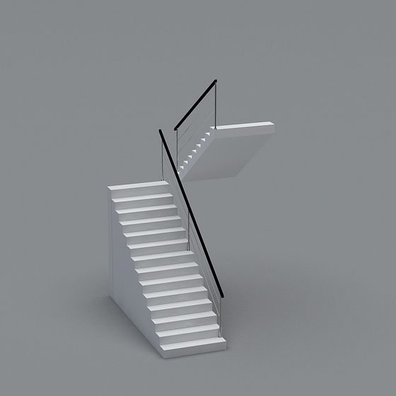 Elegant Minimalist 3D Stair Model – White & Black Design
