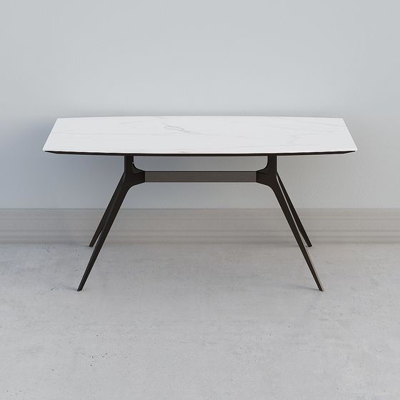 Urban Style Dining Table 3D Model – Marble and Metal