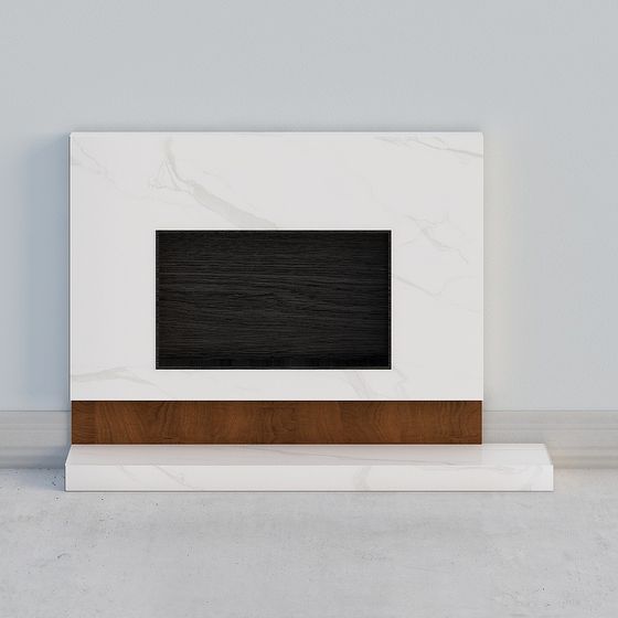 Contemporary Low-Poly Fireplace Mantle 3D model