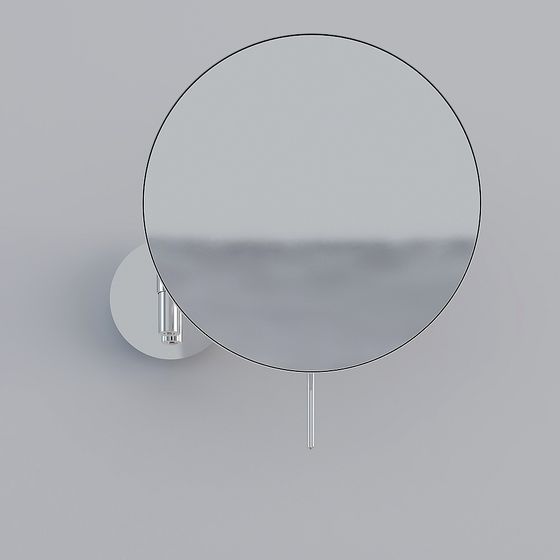 Wall-Mounted Round Mirror 3D Model – Black Frame