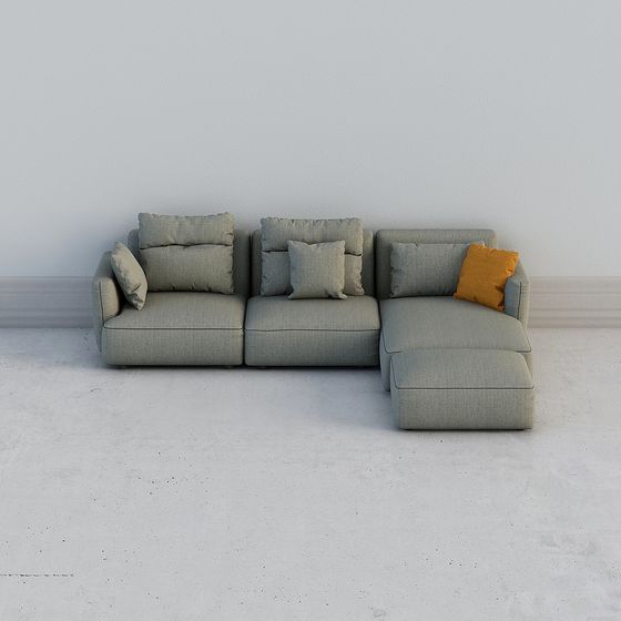 Modern L-Shape Sofa 3D Model – Earth Color Free