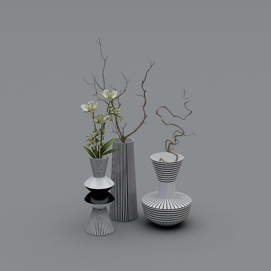 Striped Vase 3D model - Modern Aesthetics