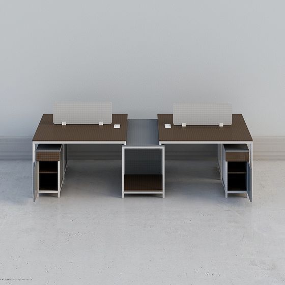 Stylish Dual Workstation 3D Model – Modern Office Design