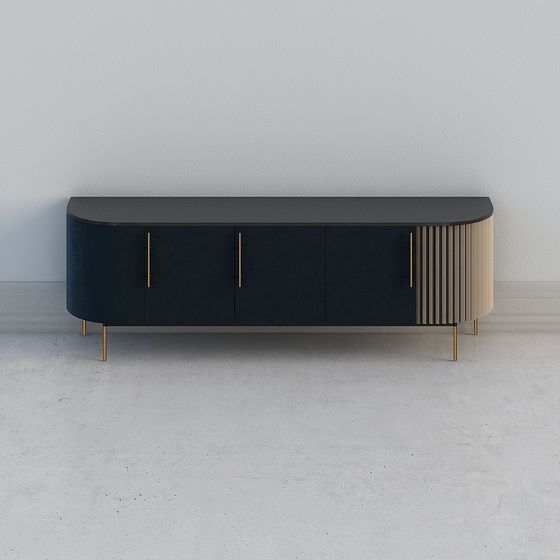 Sleek Low-Polygon TV Cabinet – Emerald Green & Gold