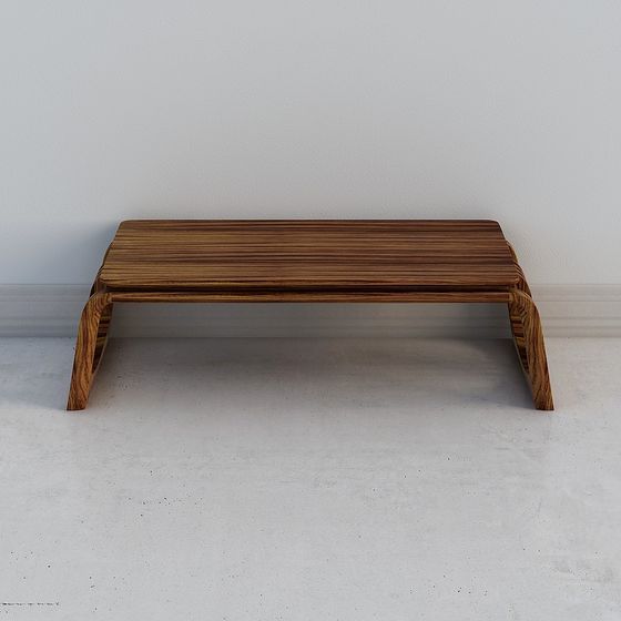 Streamlined Wooden Bench 3D model
