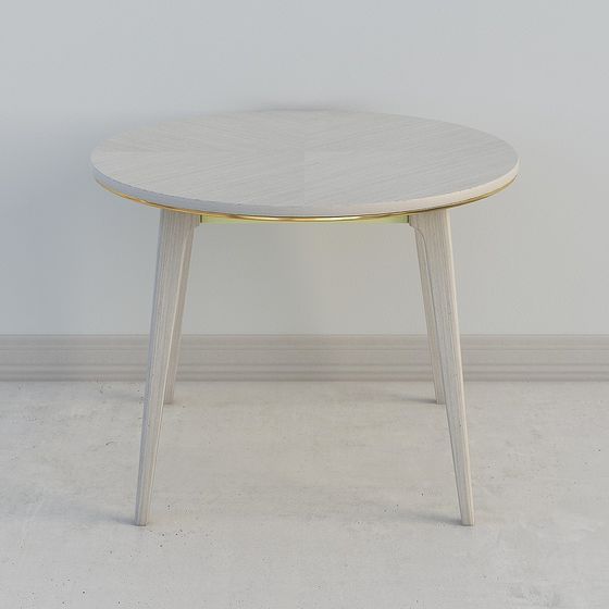 Stylish Low-Poly Round Table 3D Model with Wood and Gold