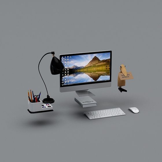 Stylish Modern Office Desk 3D model for Creative Workspaces