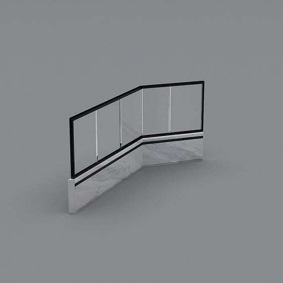 Elegant Glass Railing 3D model for Modern Design