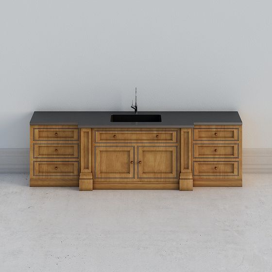 Stylish Earth Color Cabinet 3D Model – Free Resource