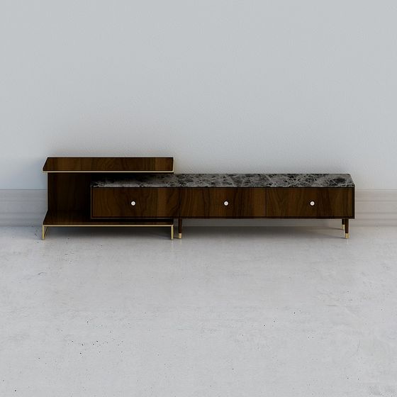 Elegant Low-Polygon TV Cabinet 3D Model