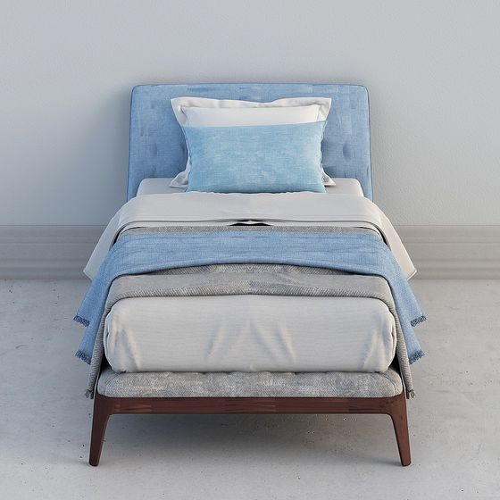 Chic Simplistic Bed 3D model for Contemporary Spaces