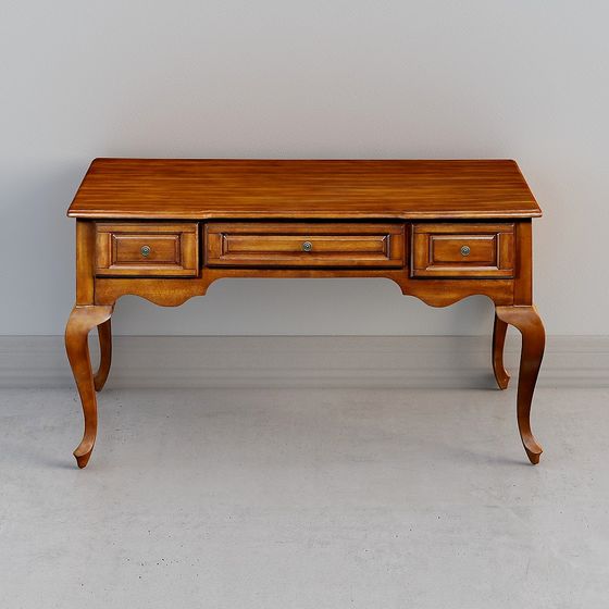 Vintage Style 3D Model Desk and Chair Set