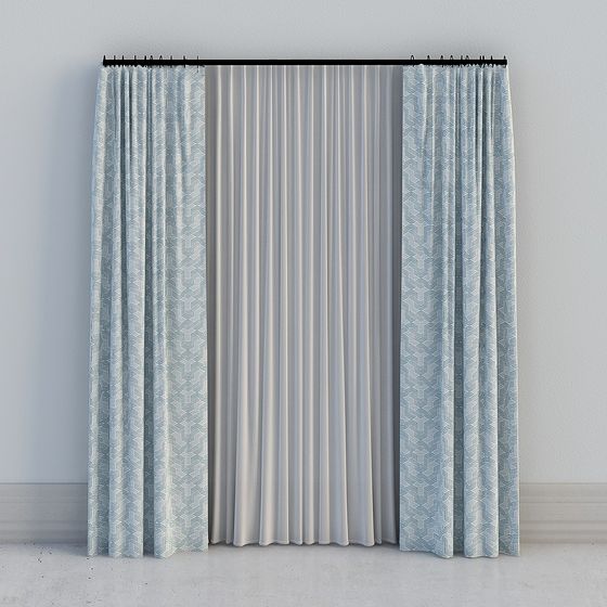 Stylish Low-Poly Curtain 3D Model