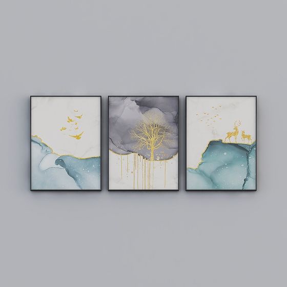 Abstract Nature Triptych 3D model for Creative Projects