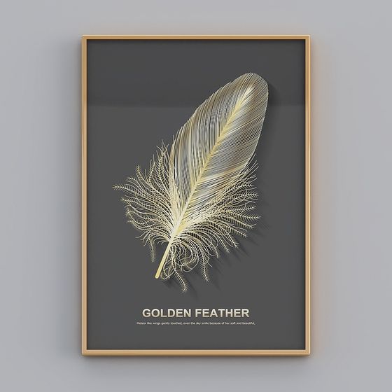 Golden Feather 3D Model – Low Poly Detailed Design