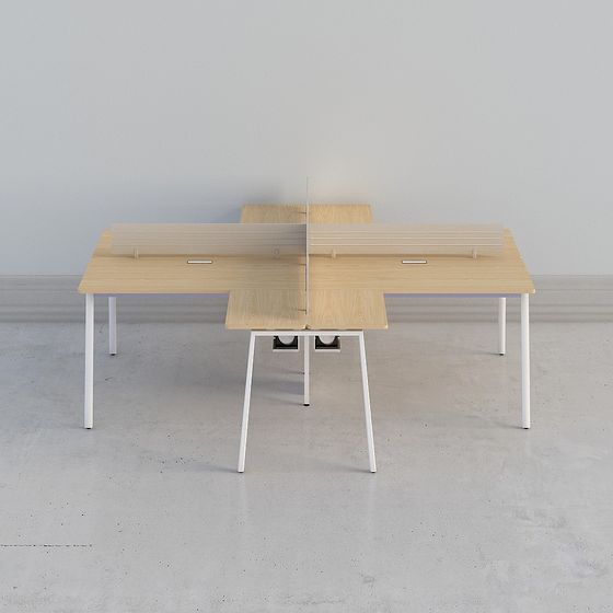 Sleek Dual Workstation 3D model for Modern Offices