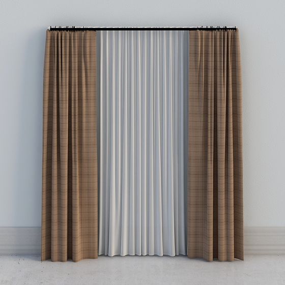 Elegant Low-Poly Curtain 3D Model for Modern Spaces