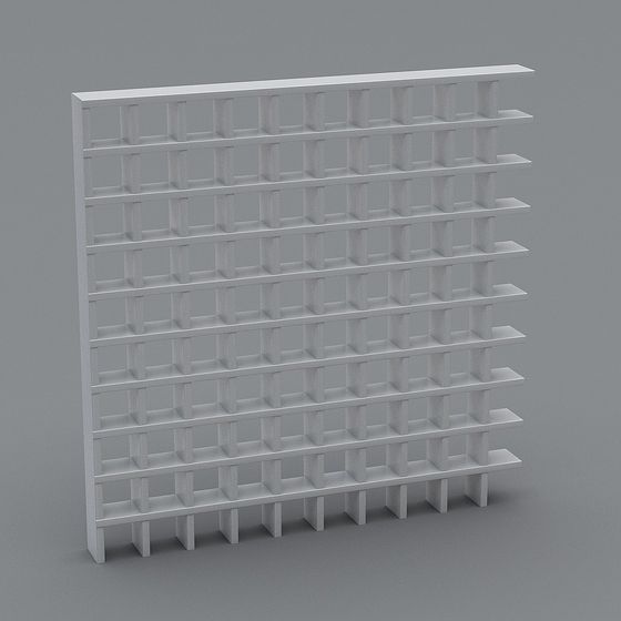 Minimalist Grid Bookshelf 3D model