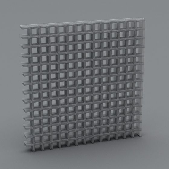 Grid Wall 3D Model - Low Poly High Detail
