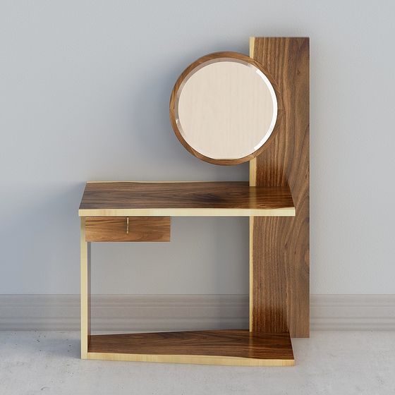 Unique Low-Poly Vanity Table 3D Model – Gradient Wood Finish