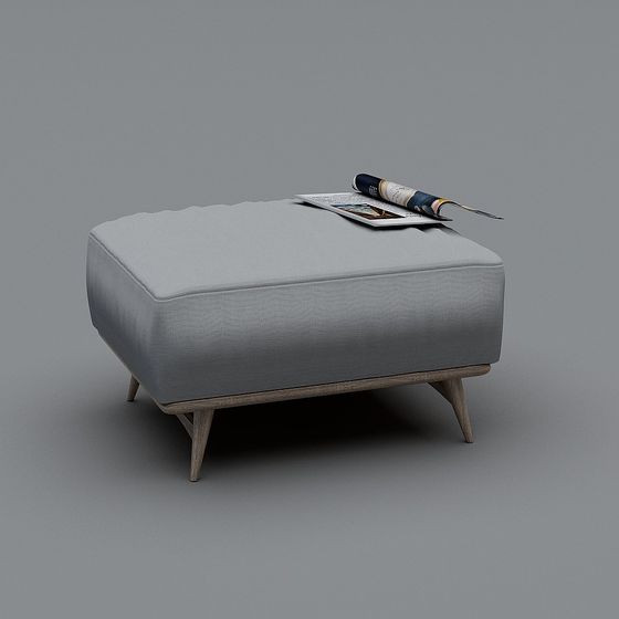 Mid-Century Ottoman 3D model for Stylish Interiors