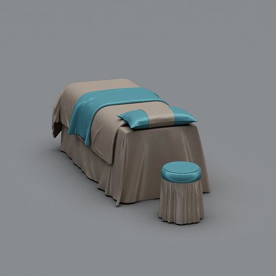 Elegant Low-Polygon Spa Bed 3D model