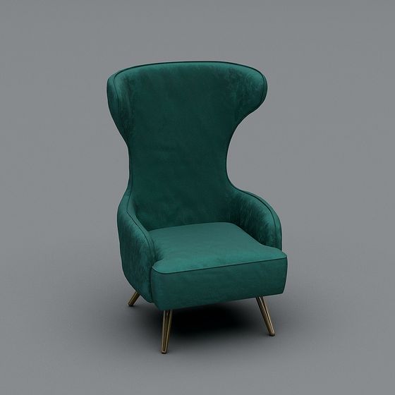 Elegant Velvet Wing Chair 3D model for Modern Spaces