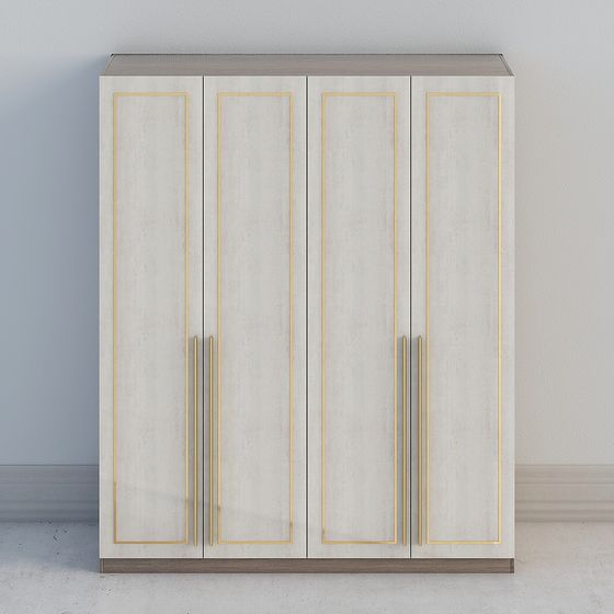 Elegant Low-Poly Wardrobe 3D model