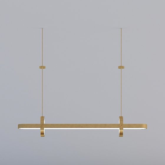 Linear Light Fixture 3D Model – Gold Metallic Design