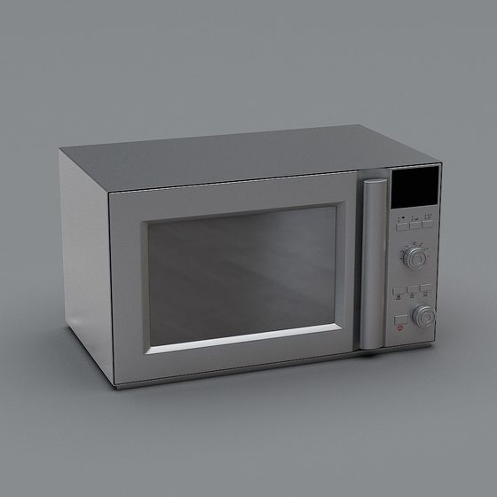 Stylish Low-Polygon Microwave 3D Model – Silver Gray Design