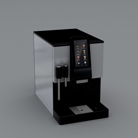 Modern Low-Poly Coffee Machine 3D Model – Black & White Design