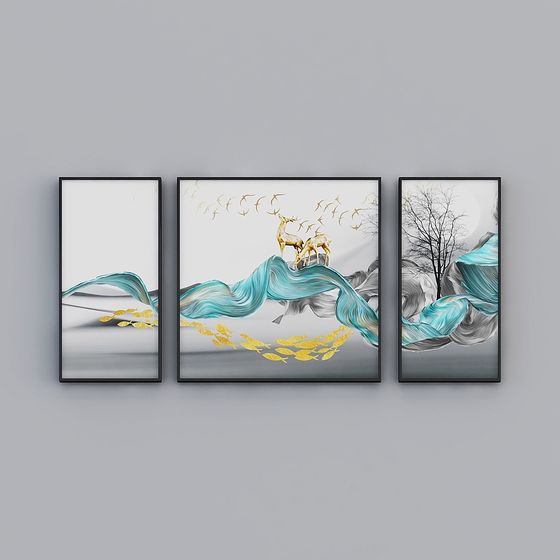 Luminous Triptych 3D Model for Artistic Projects